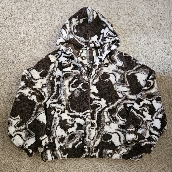 Dolls Kill | Jackets & Coats | Dolls Kill Brown Swirl Teddy Jacket | Poshmark